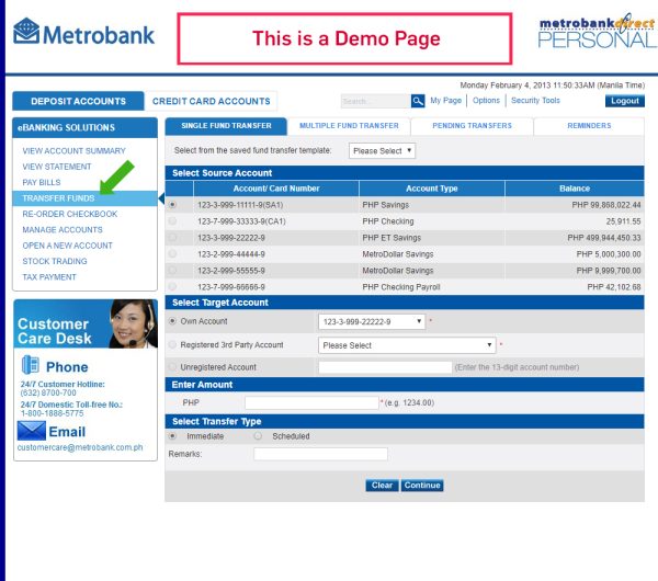 Give Through Bank Transfer / Direct Bank Deposit: Metrobank Website ...