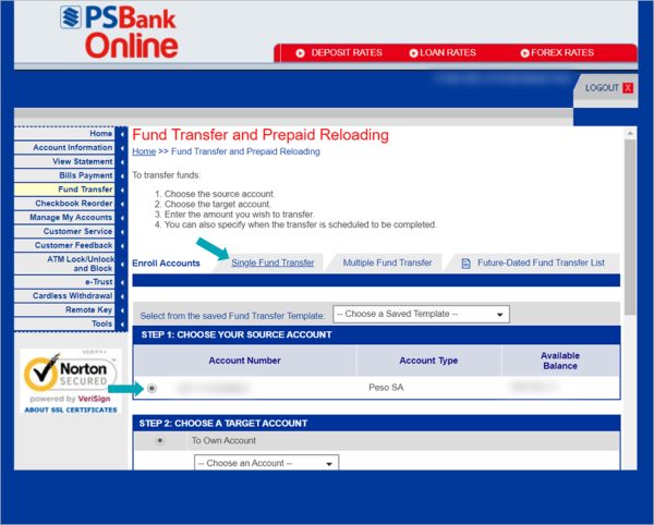 Give Through Bank Transfer / Direct Bank Deposit: PSBank Website ...
