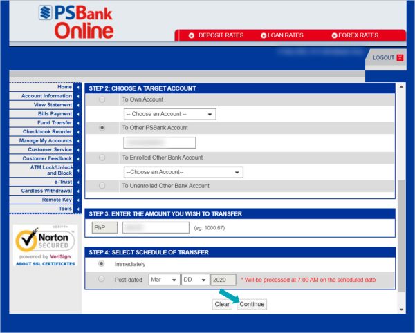 Give Through Bank Transfer / Direct Bank Deposit: PSBank Website ...