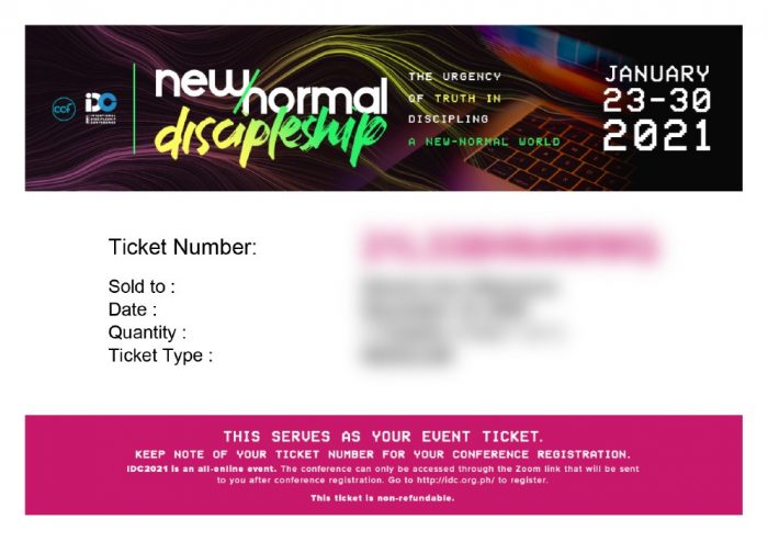 IDC Online 2021 Sample Ticket - Christ's Commission Fellowship